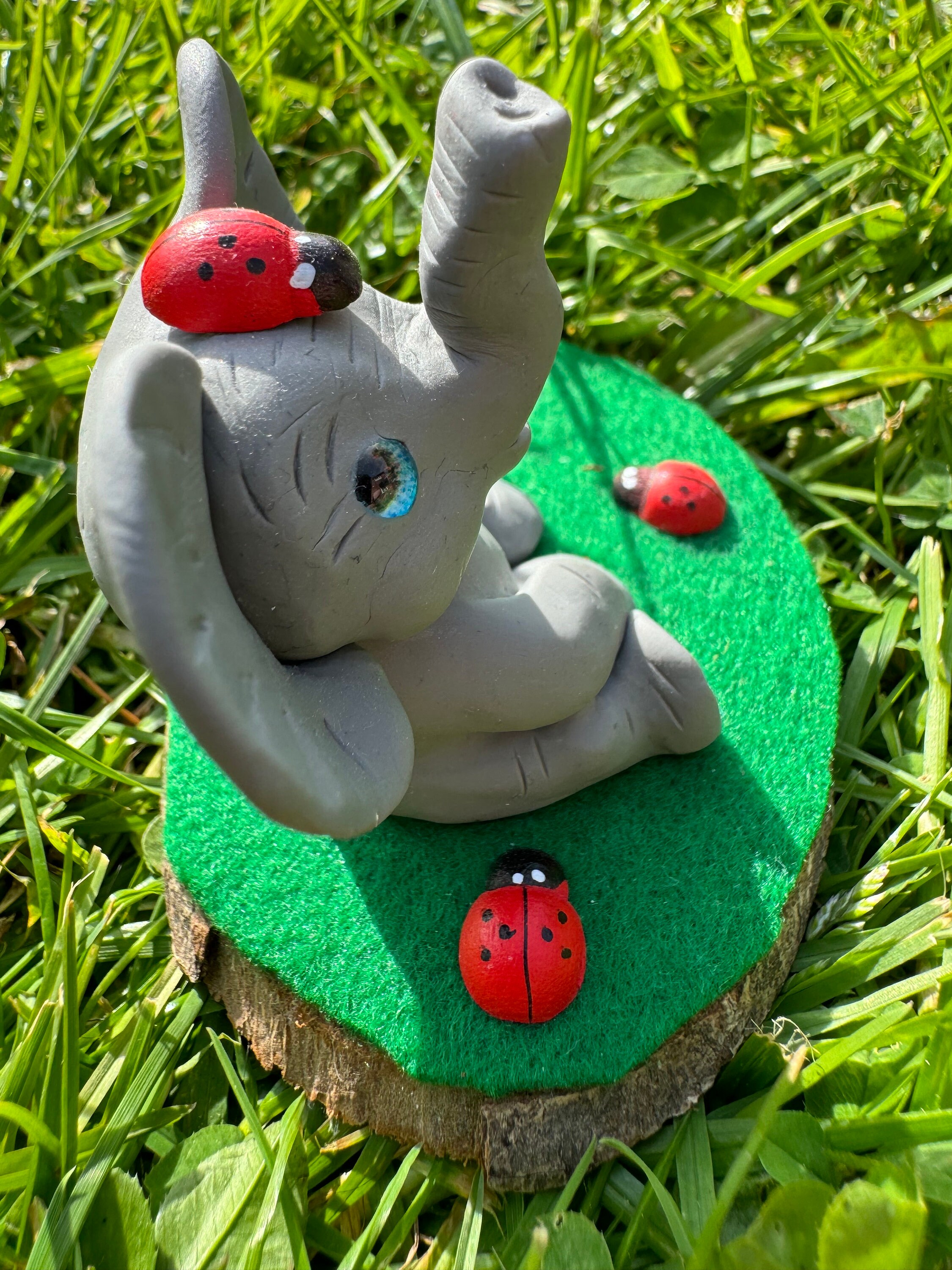 Elephant With Ladybugs Polymer Clay Sculpture - Etsy