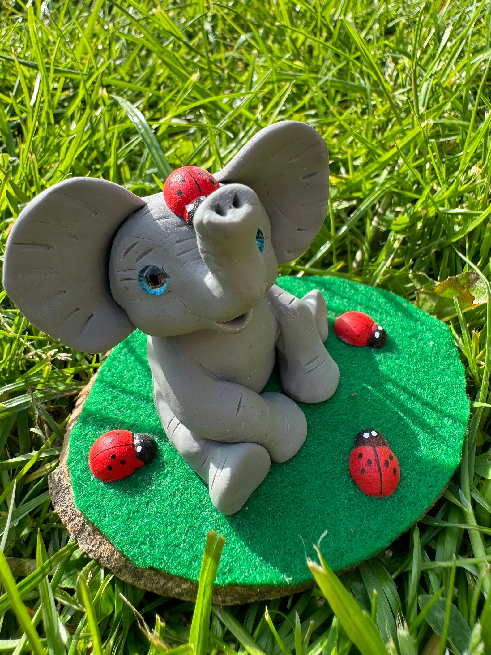 Elephant With Ladybugs Polymer Clay Sculpture - Etsy