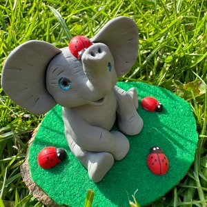 Elephant With Ladybugs Polymer Clay Sculpture - Etsy