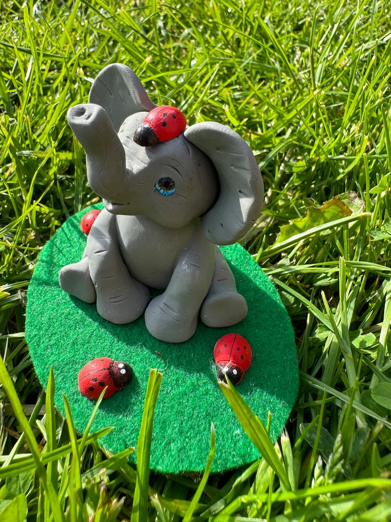 Elephant With Ladybugs Polymer Clay Sculpture - Etsy