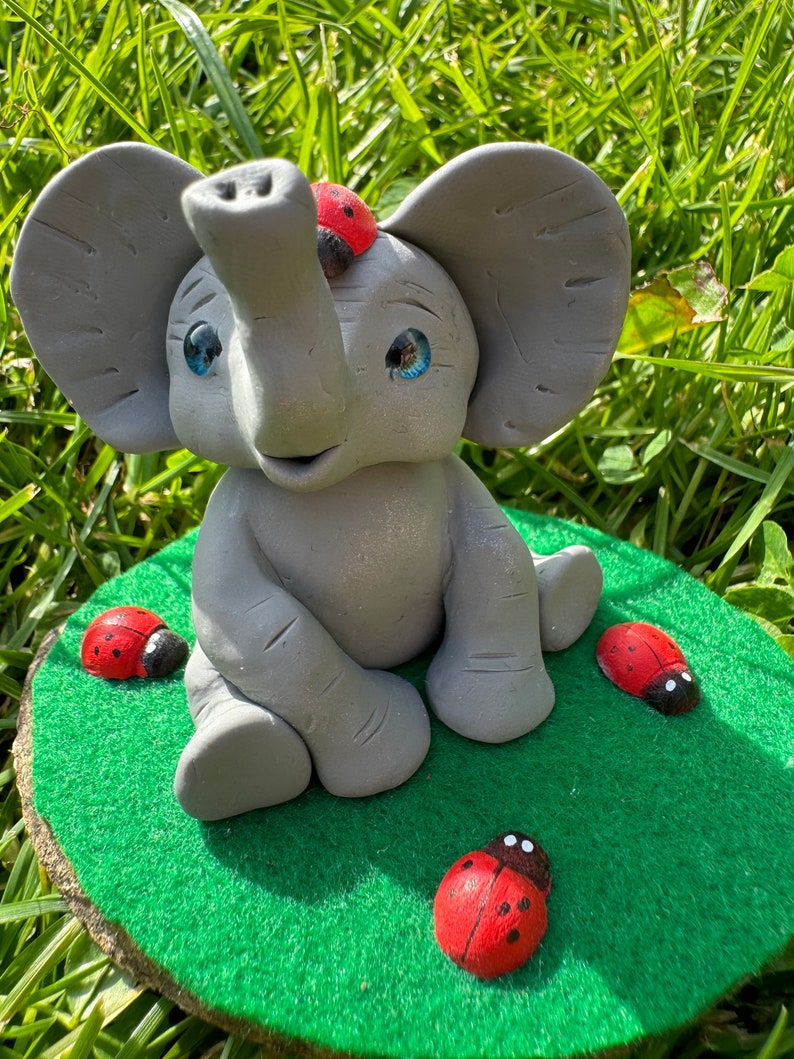 Elephant With Ladybugs Polymer Clay Sculpture - Etsy