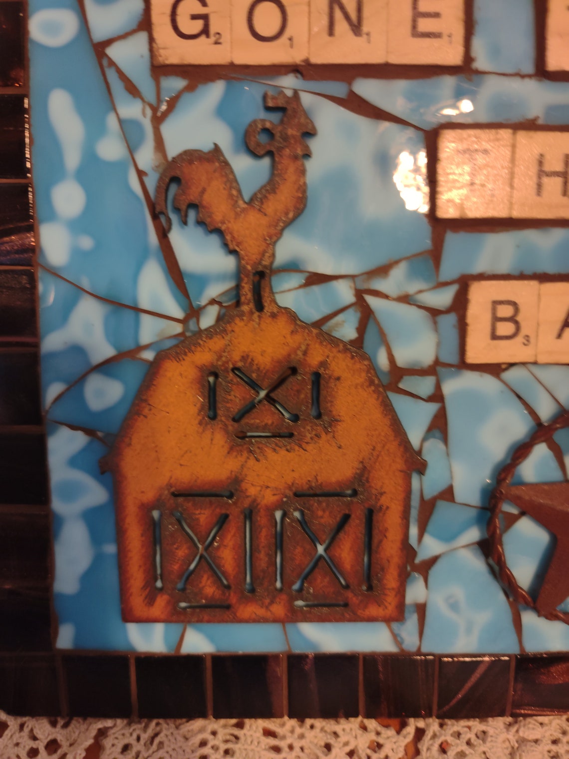 Mosaic Wall Plaque: Gone to the Barn - Etsy