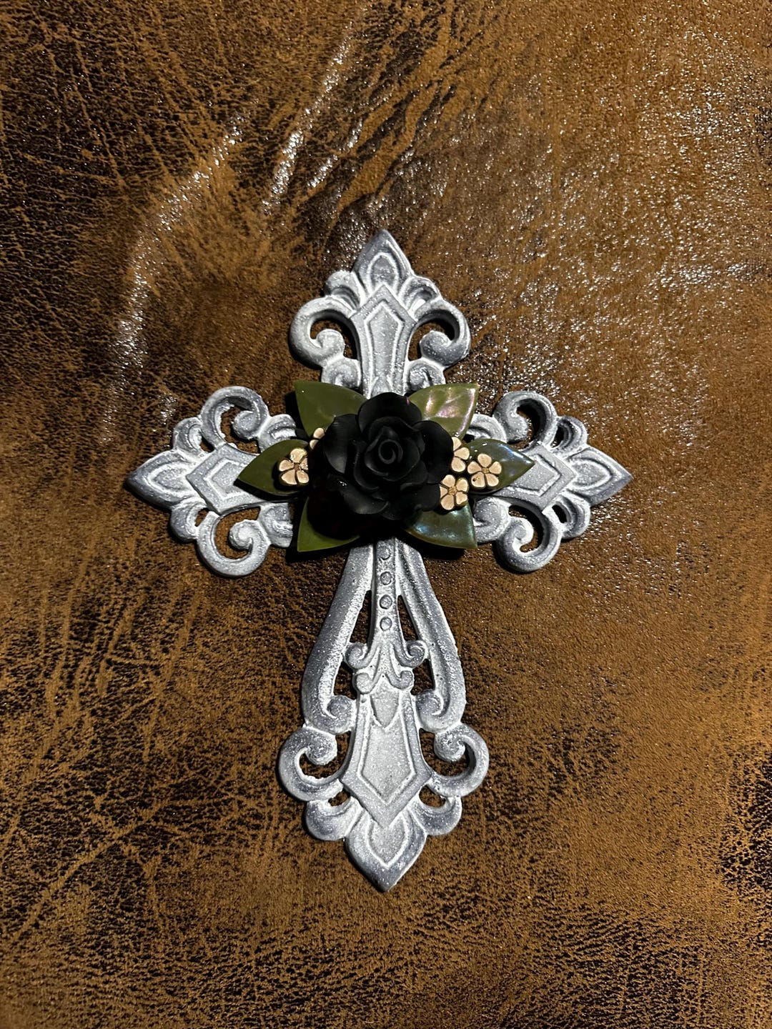 White and Black Cross - Black Rose 2 - Etsy