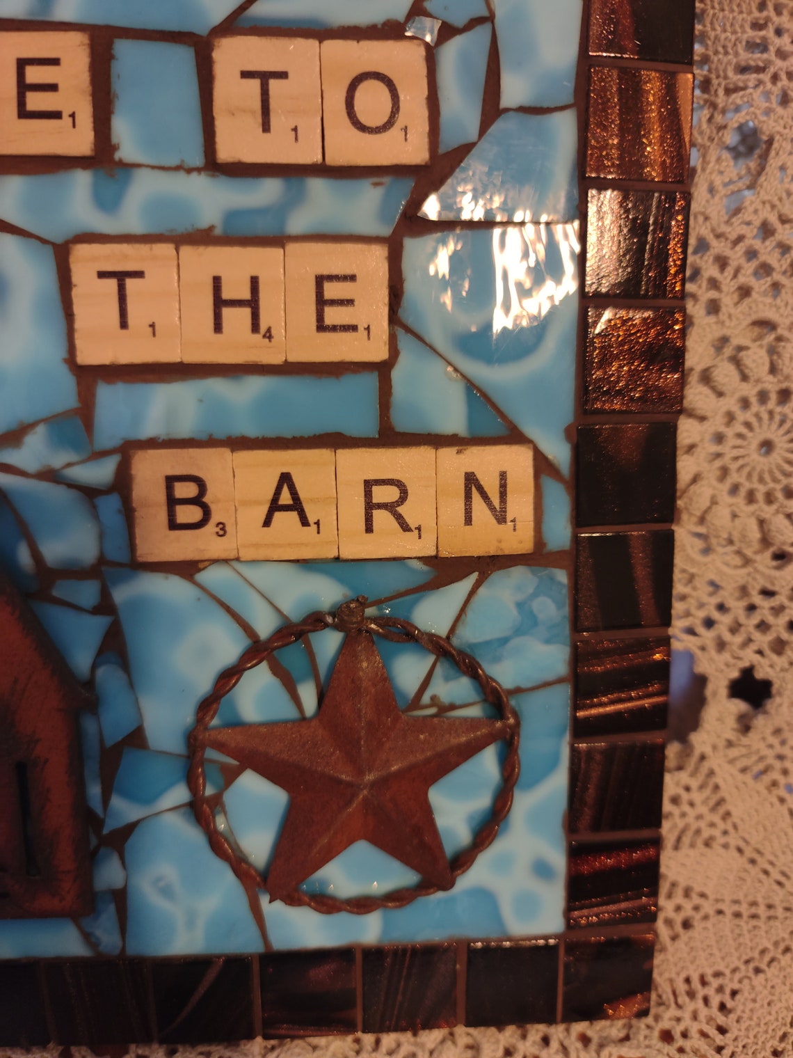 Mosaic Wall Plaque: Gone to the Barn - Etsy