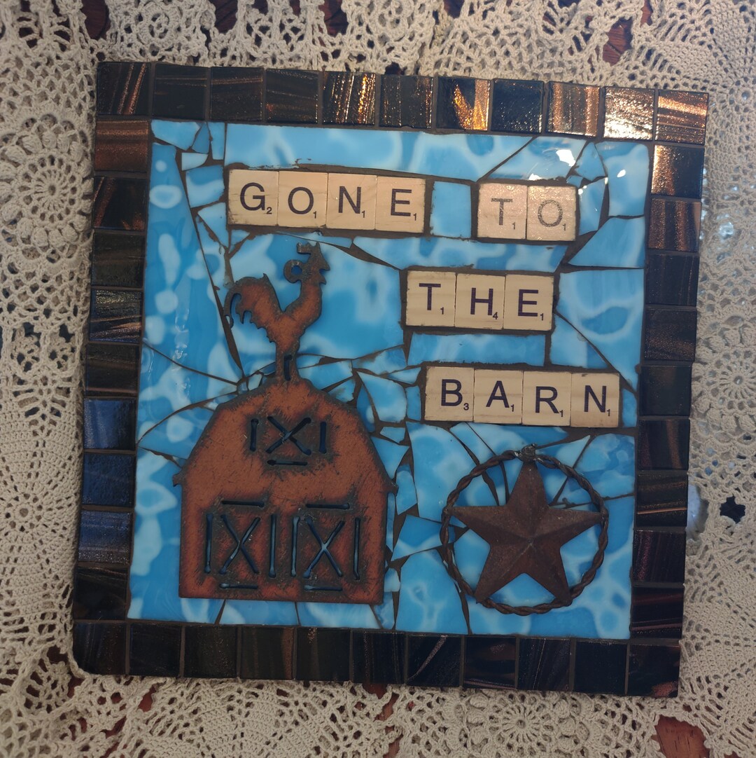 Mosaic Wall Plaque: Gone to the Barn - Etsy