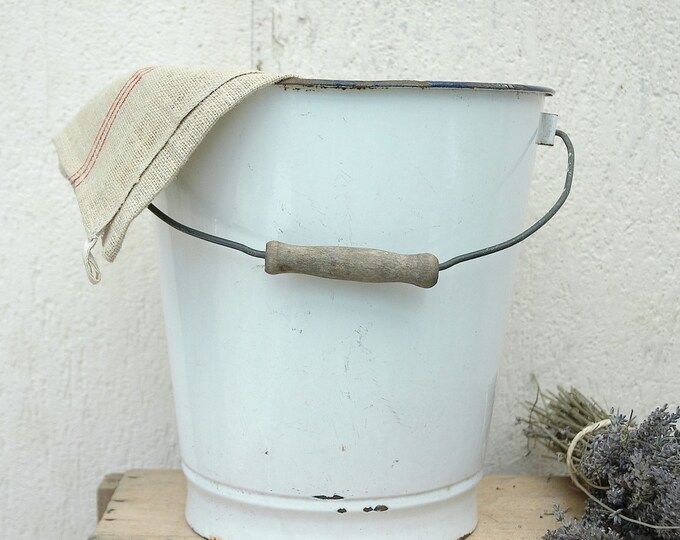 Vintage French Enamelware Pail - Etsy