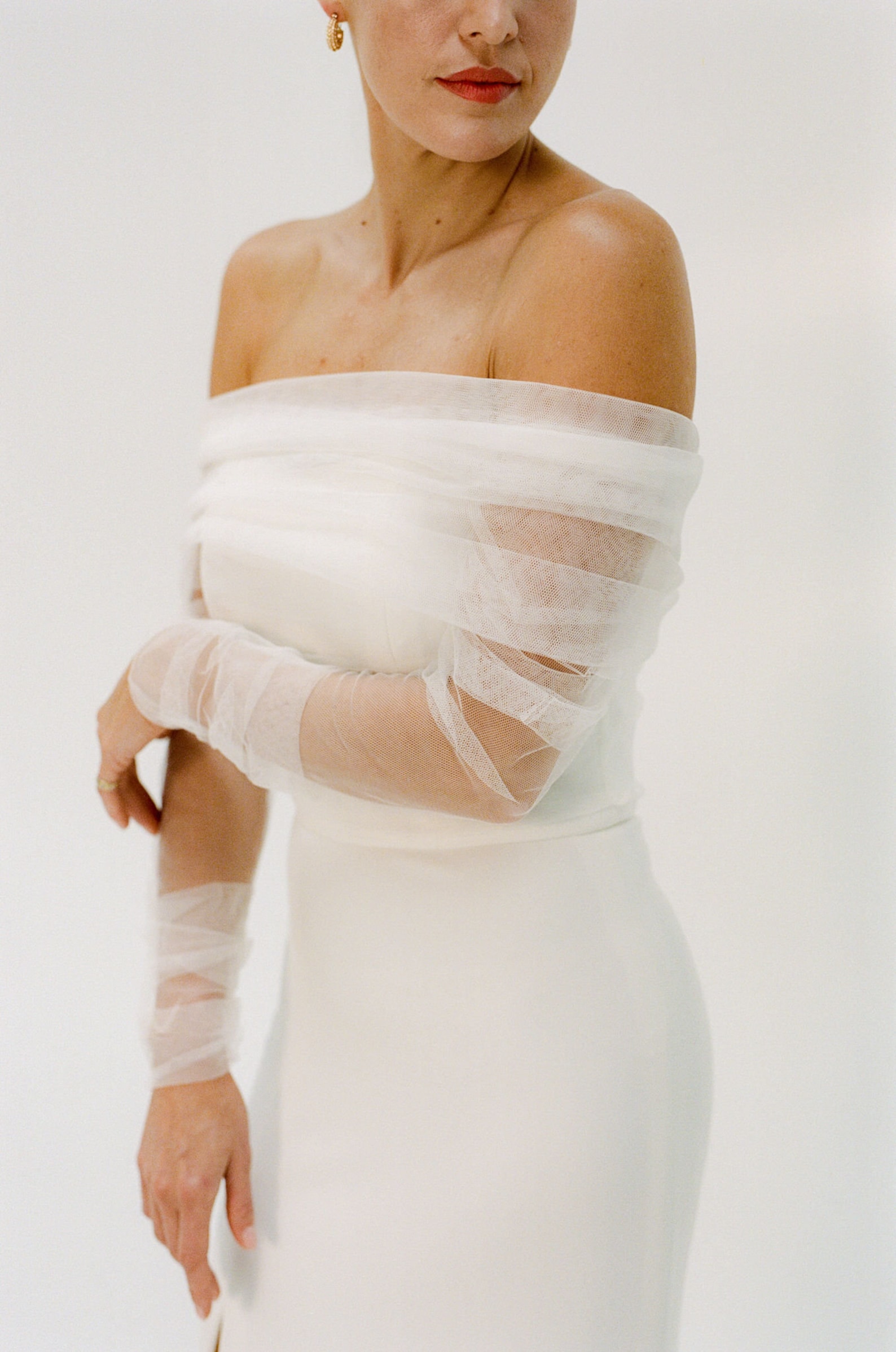 Paris Top. Pleated Tulle off the Shoulder Overlay With Rouched - Etsy