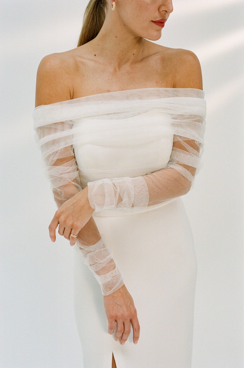 Paris Top. Pleated Tulle off the Shoulder Overlay With Rouched - Etsy