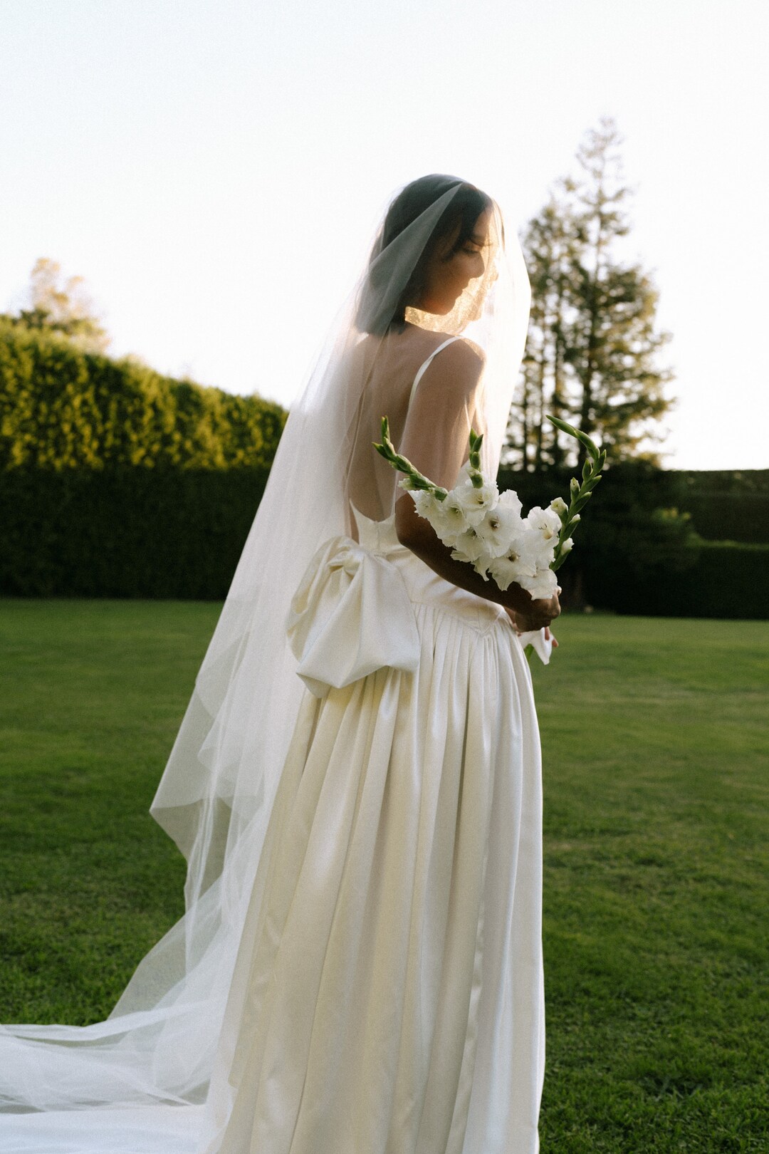 Ophelia Gown Basque Waist Silk Wedding Gown With Bow - Etsy