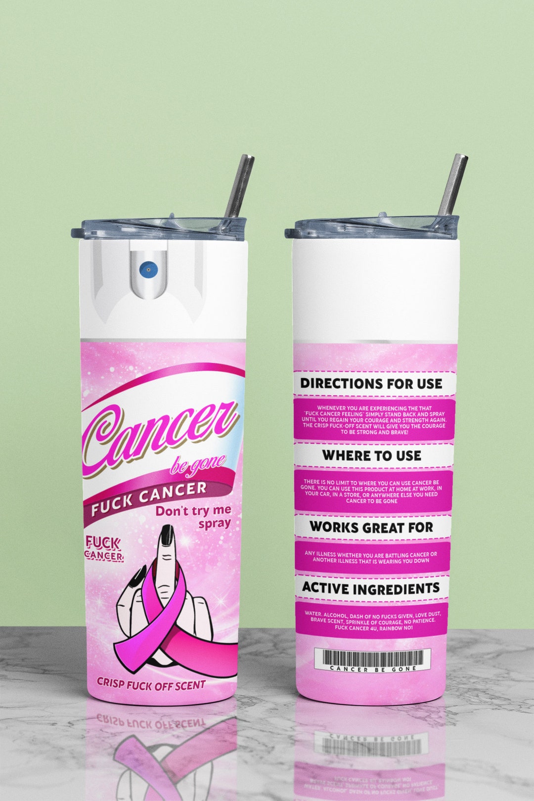 F-cancer Spray 20 Oz Skinny Tumbler and Straw - Etsy