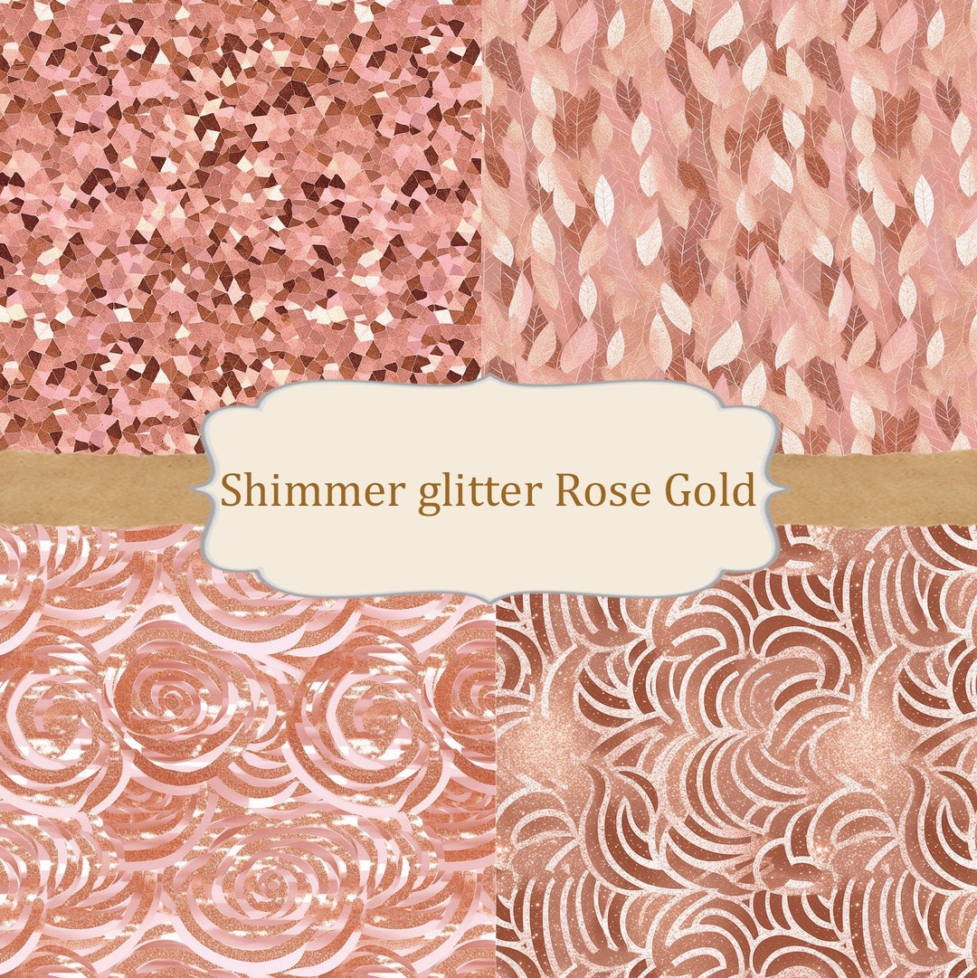 20 Shimmer Glitter Rose Gold Digital Seamless Patterns, Floral ...