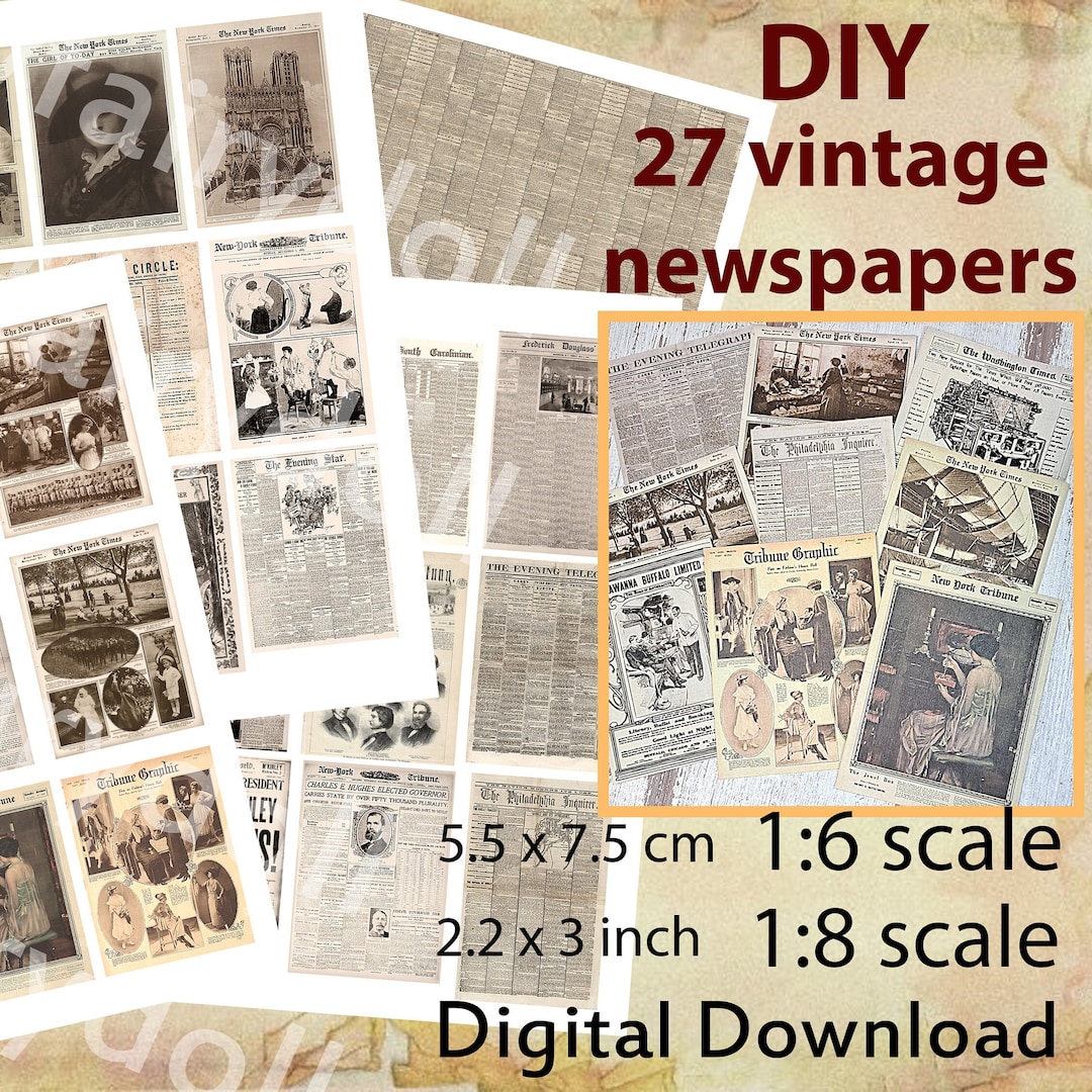 DIY Miniature Old Stack of Newspapers, 1/6 Scale Printable Newspaper, 1 ...
