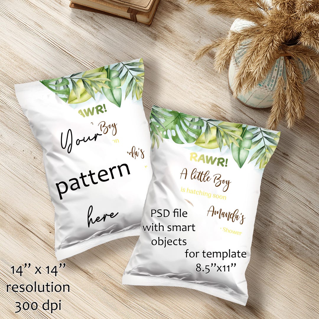 Chip Bag Mockup – PSD Smart Object for Party Favor Designers, Editable ...