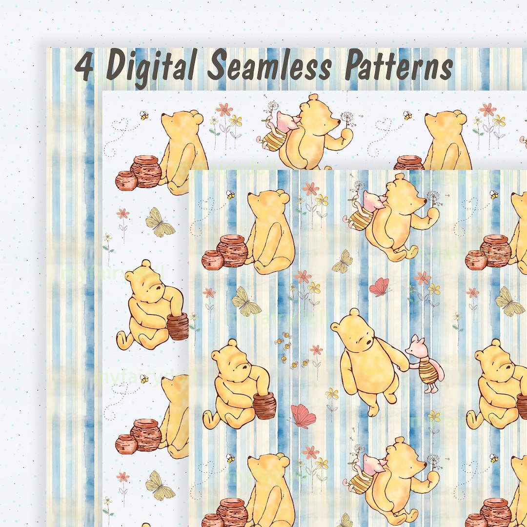 Classic Winnie-the-pooh and Piglet Seamless Pattern, Repeating Fabric ...
