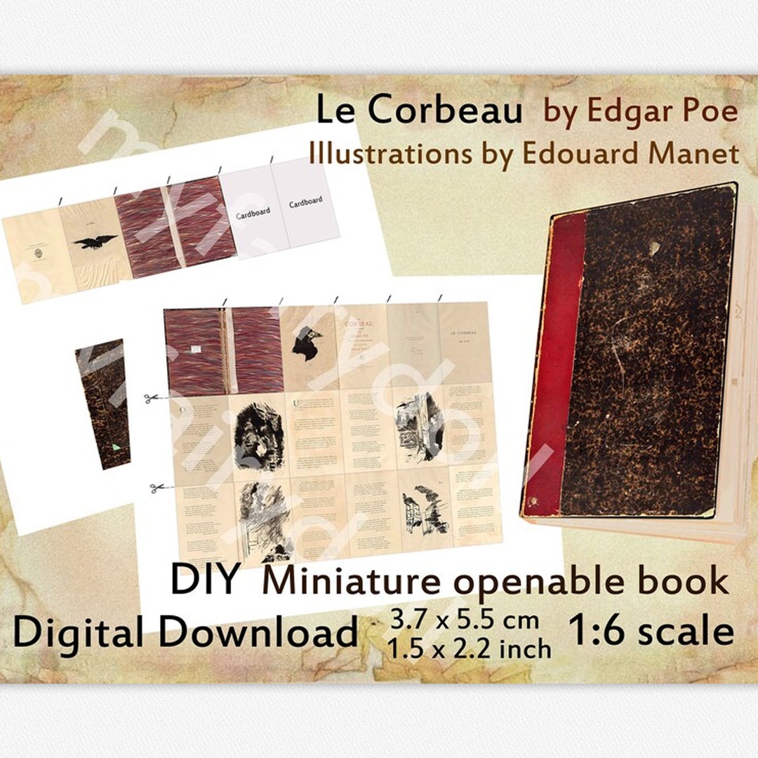 Diy Vintage Mini Book "le Corbeau" by Edgar Poe, Openable Doll Book ...