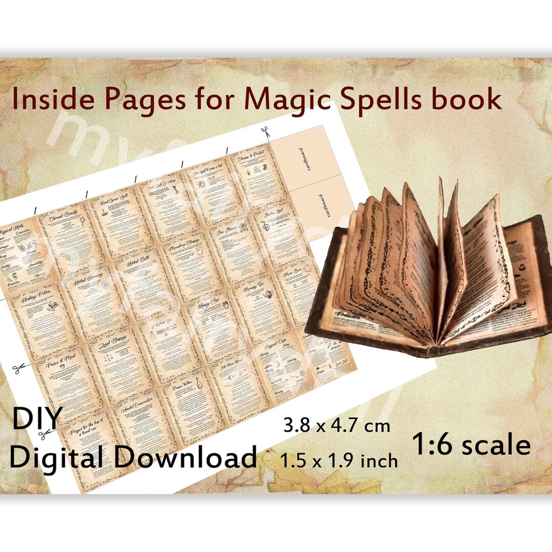DIY 24 PAGES With 6 Covers for Miniature Magic Spells Book 1:6 for ...