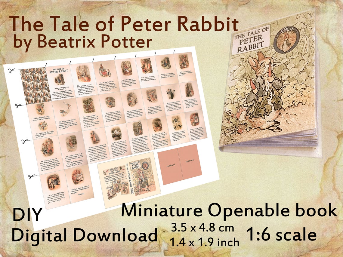 Tale of Peter Rabbit by Beatrix Potter, Doll Printable Miniature Book ...