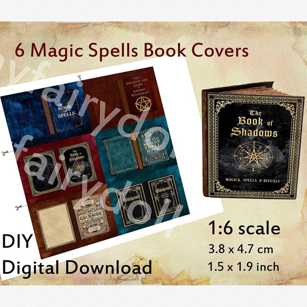 DIY 6 Covers for Miniature Magic Spells Book 1:6 for Making Dollhouse ...