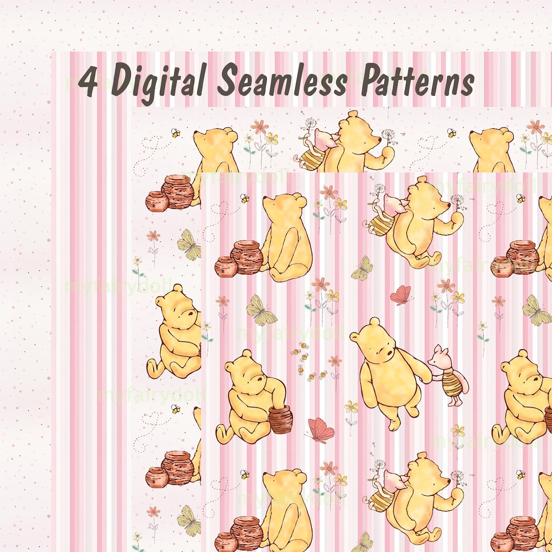 Classic Winnie-the-pooh and Piglet Seamless Pattern, Repeating Fabric ...