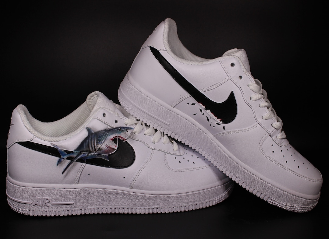 Custom Nike Air Force 1 “shark Bite” Unique and Handpainted Sneaker Art ...