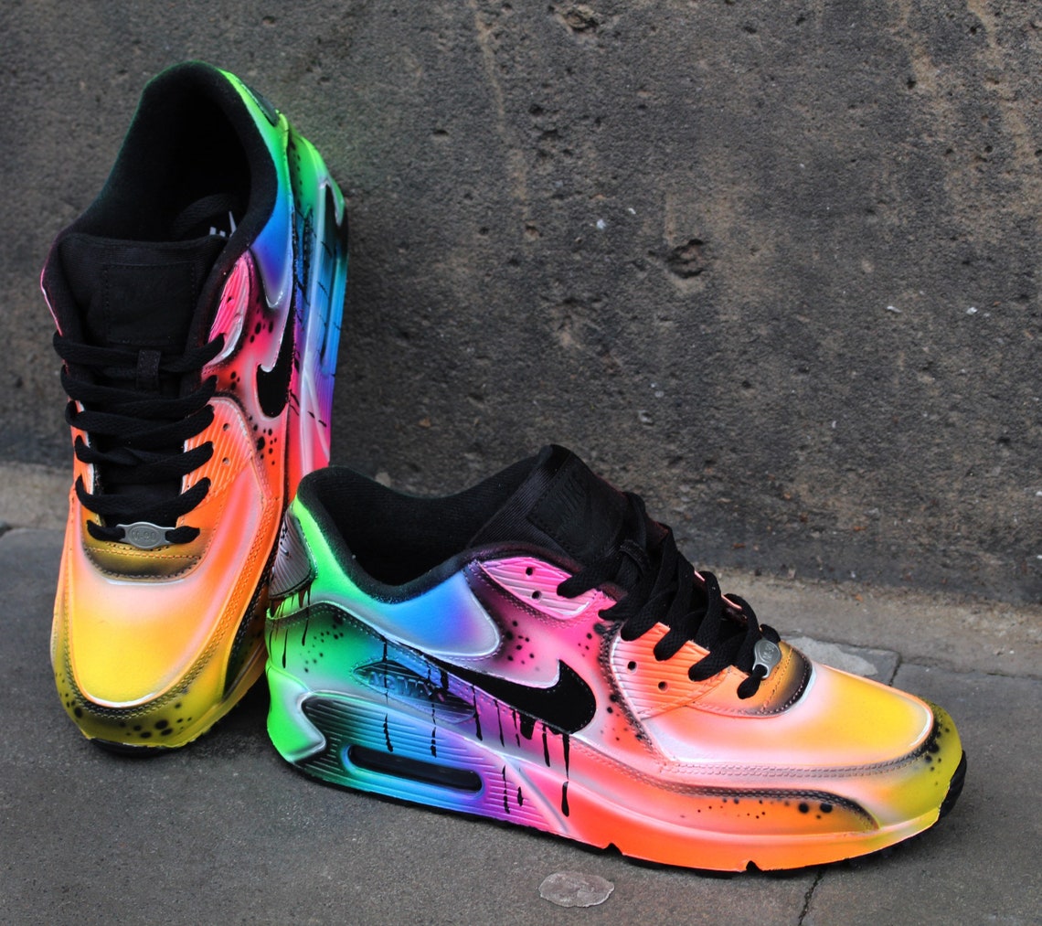 Custom Nike Air Max 90 "neon Flash" Airbrush Sneaker - Etsy