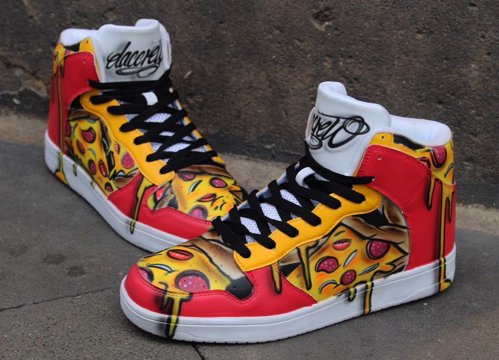 Custom Dac Crew Hightops "pizza" Special Edition Handpainted Sneaker ...