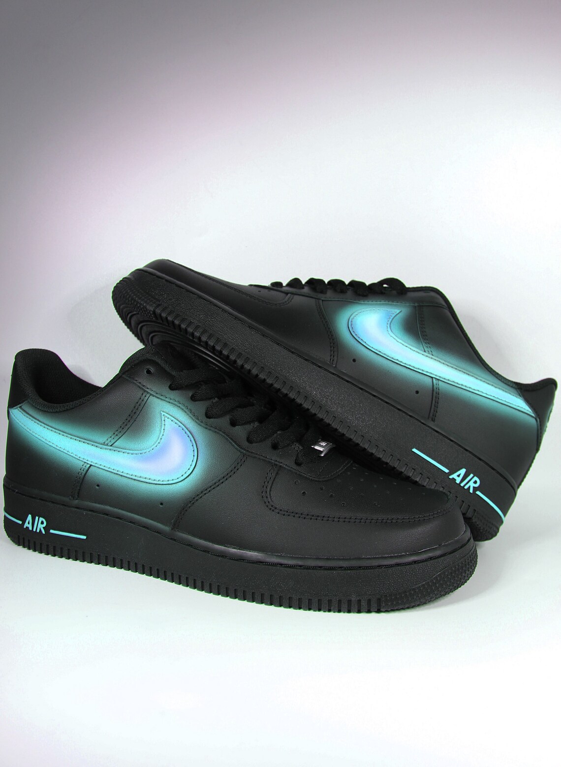 Custom Nike Air Force 1 “mint Glow Swoosh” Unique and Handpainted ...