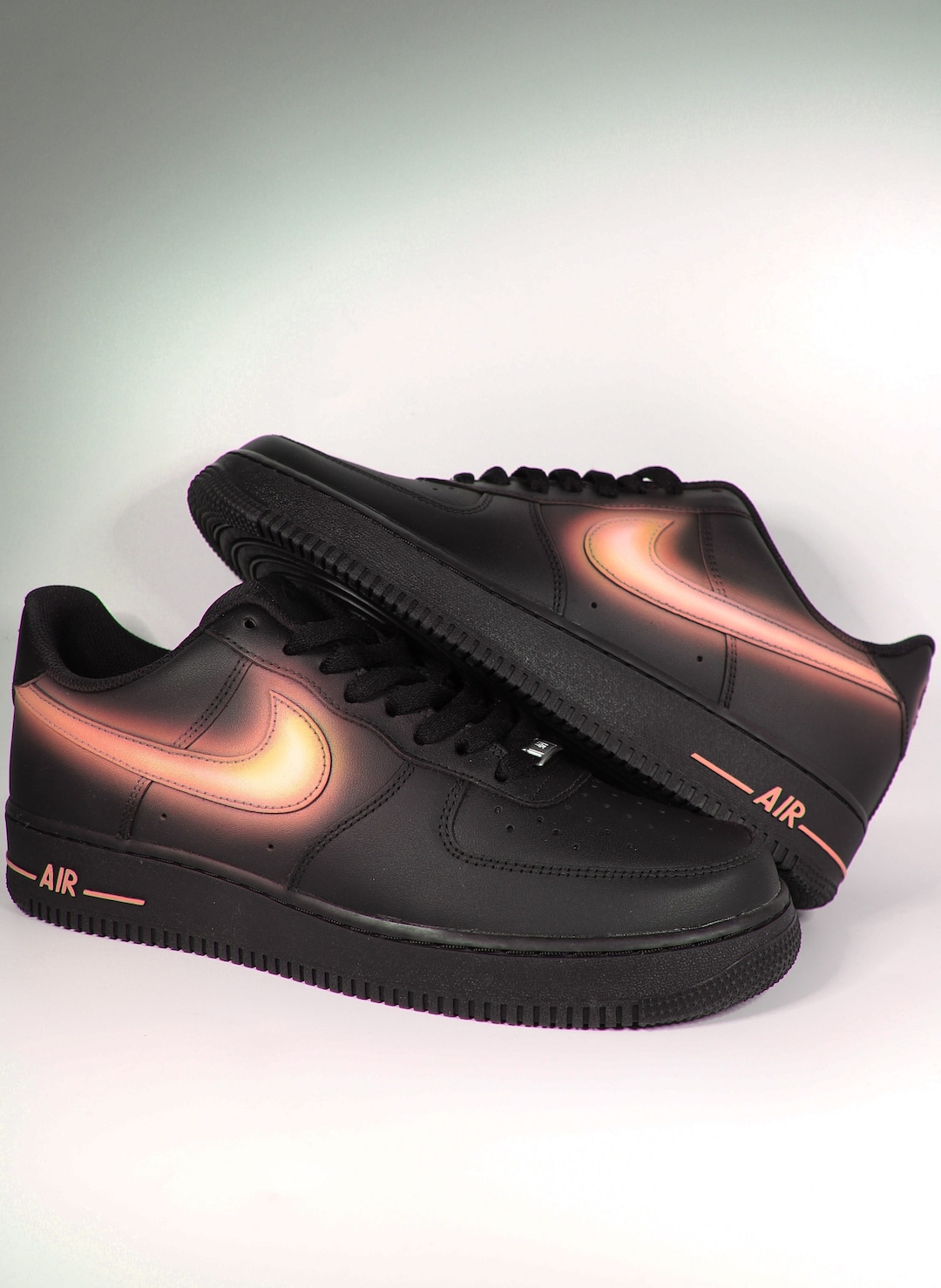 Custom Nike Air Force 1 “orange Glow Swoosh” Unique and Handpainted ...