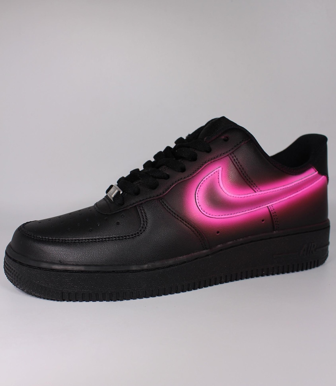 Custom Nike Air Force 1 “pink Neon Sign Swoosh” Unique and Handpainted ...