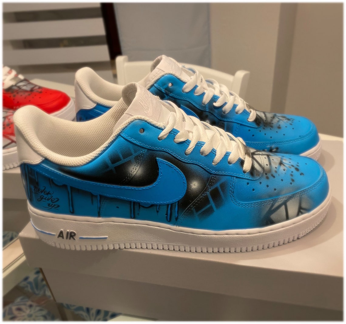 Custom Nike Air Force 1 “blue Abstract” Unique and Handpainted Sneaker ...