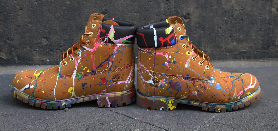 Custom Painted Timberland Boots Color Splash Art Style Funky *UNIKAT ...