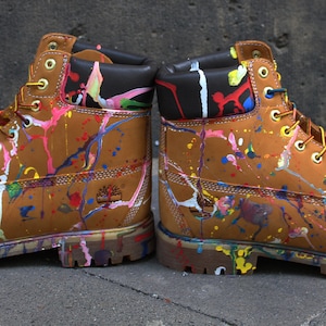 Custom Painted Timberland Boots Color Splash Art Style Funky *UNIKAT ...