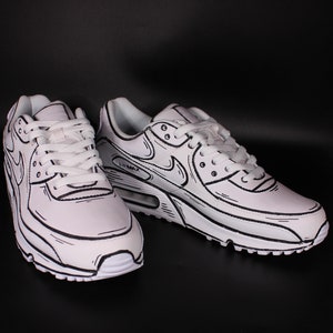 Custom Nike Air Max 90 "comic Black & White" Unique and Handpainted ...