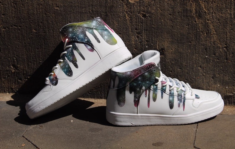 Custom Dac Crew High Tops "galaxy Drip" Unique Sneaker Art - Etsy