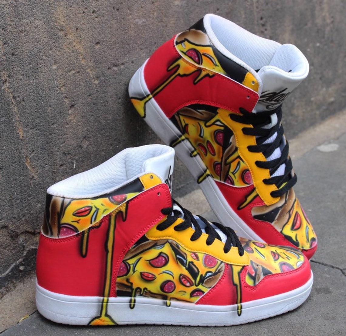 Custom Dac Crew Hightops "pizza" Special Edition Handpainted Sneaker ...