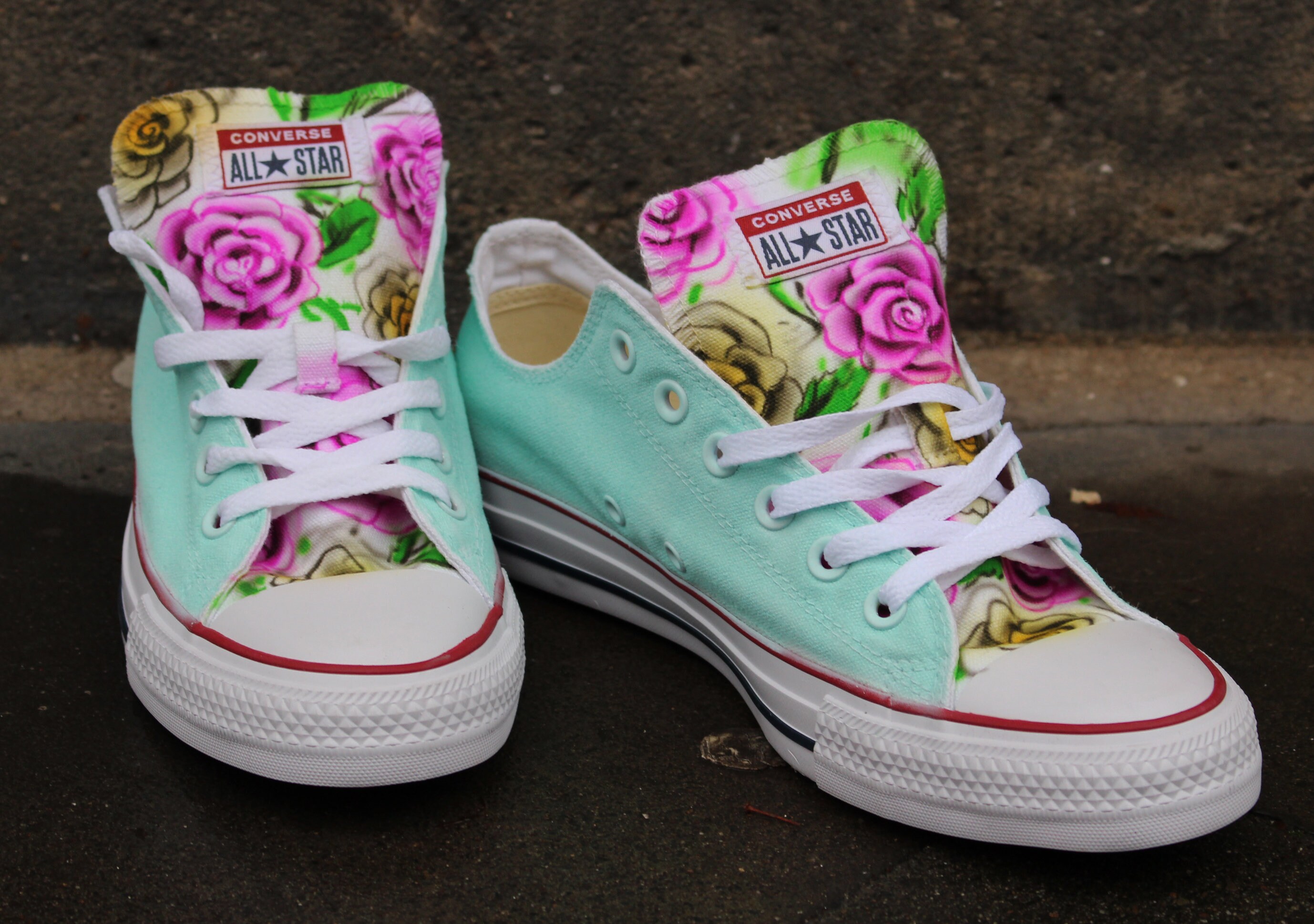 Custom Painted Converse Chucks Allstars Flowers Pink | Etsy