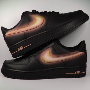 Custom Nike Air Force 1 “orange Glow Swoosh” Unique and Handpainted ...