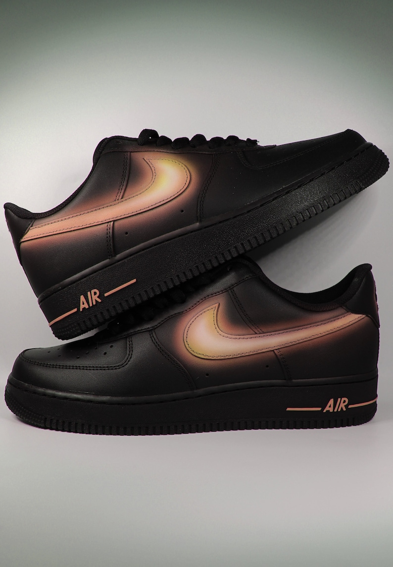 Custom Nike Air Force 1 orange Glow Swoosh Unique and - Etsy