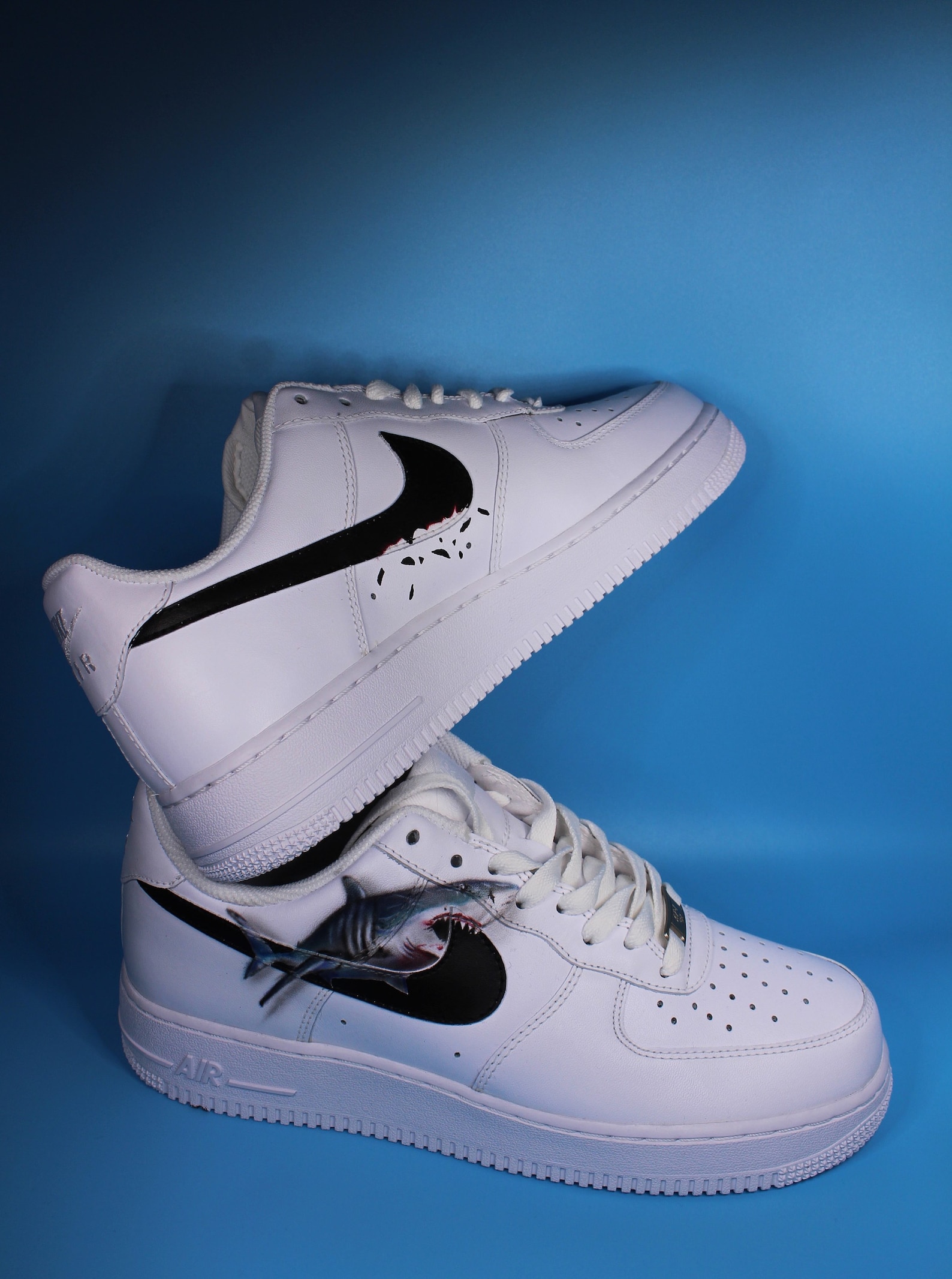 Custom Nike Air Force 1 shark Bite Unique and Handpainted - Etsy