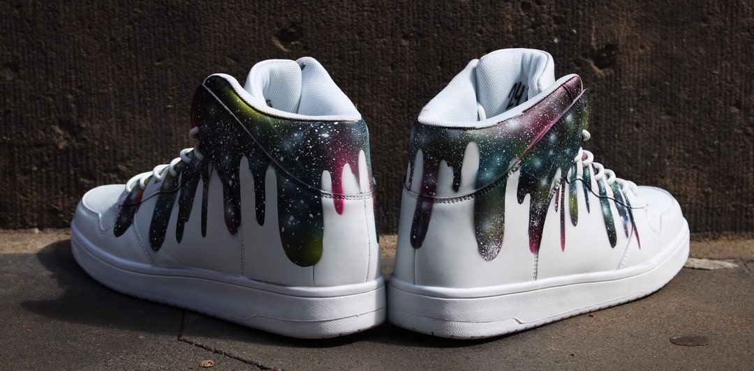 Custom Dac Crew High Tops "galaxy Drip" Unique Sneaker Art - Etsy