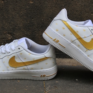 Custom Airbrushed Nike Air Force 1 Gold Hearts Style Shoes - Etsy