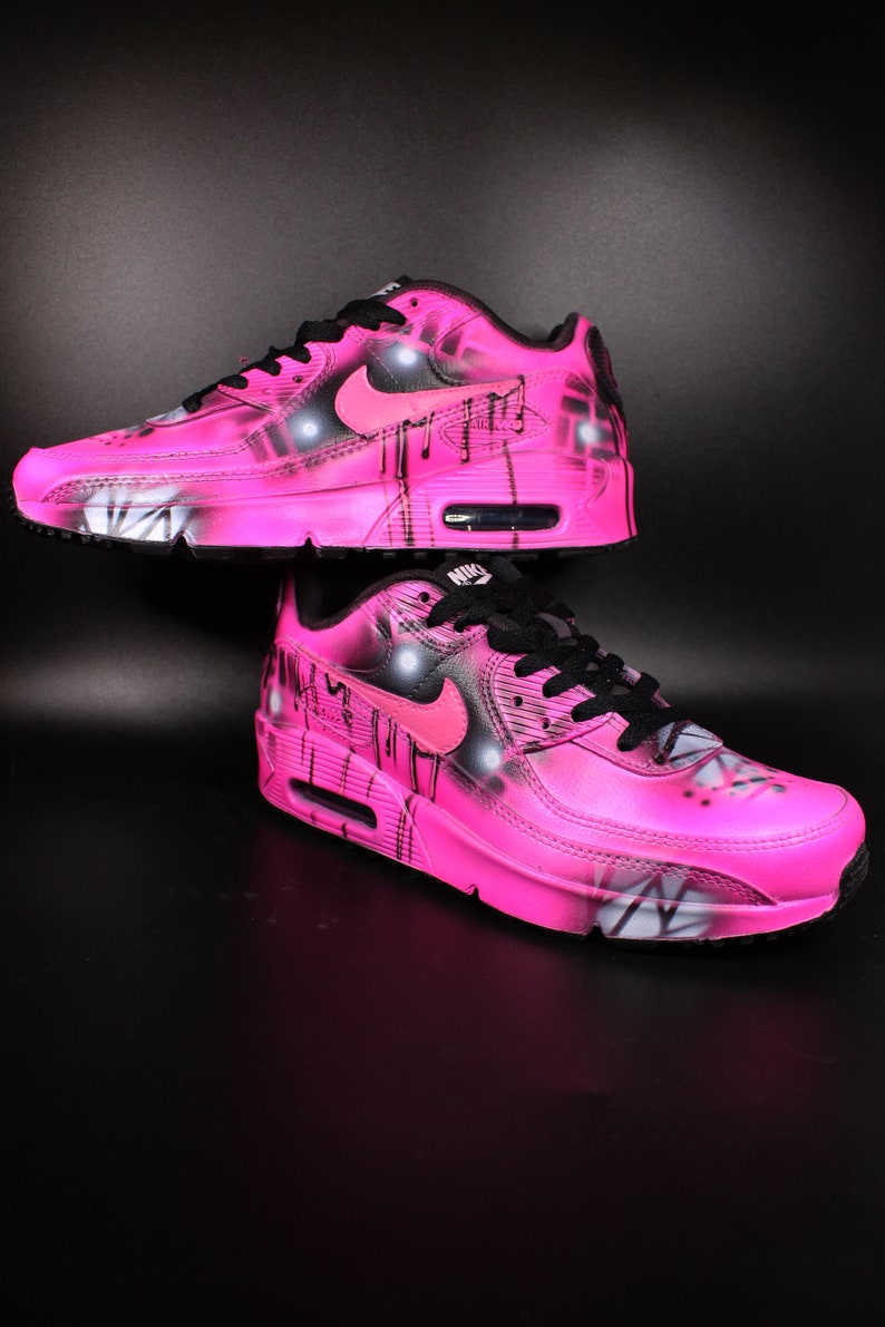Custom Nike Air Max 90 "pink Abstract" Kicks Unique and Handpainted ...