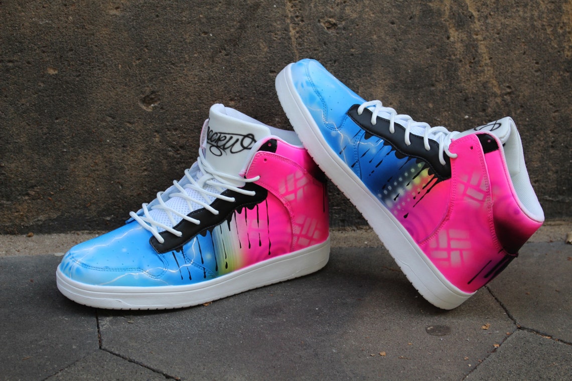 Custom Dac Crew High Tops blue Vs. Pink Unique - Etsy