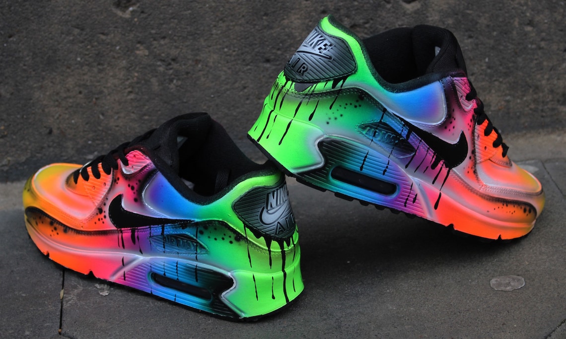 Custom Nike Air Max 90 "neon Flash" Airbrush Sneaker - Etsy