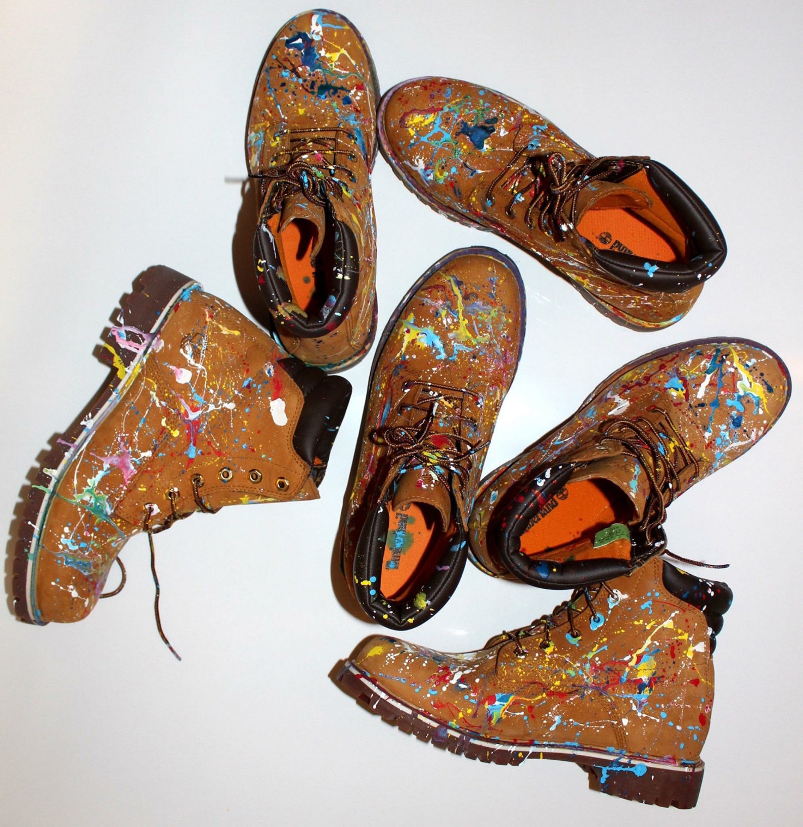 Custom Painted Timberland Boots Color Splash Art Style Funky *UNIKAT ...