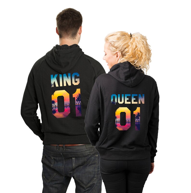 King and Queen Hoodie King 01 Queen 01 Hoodie King and Queen | Etsy