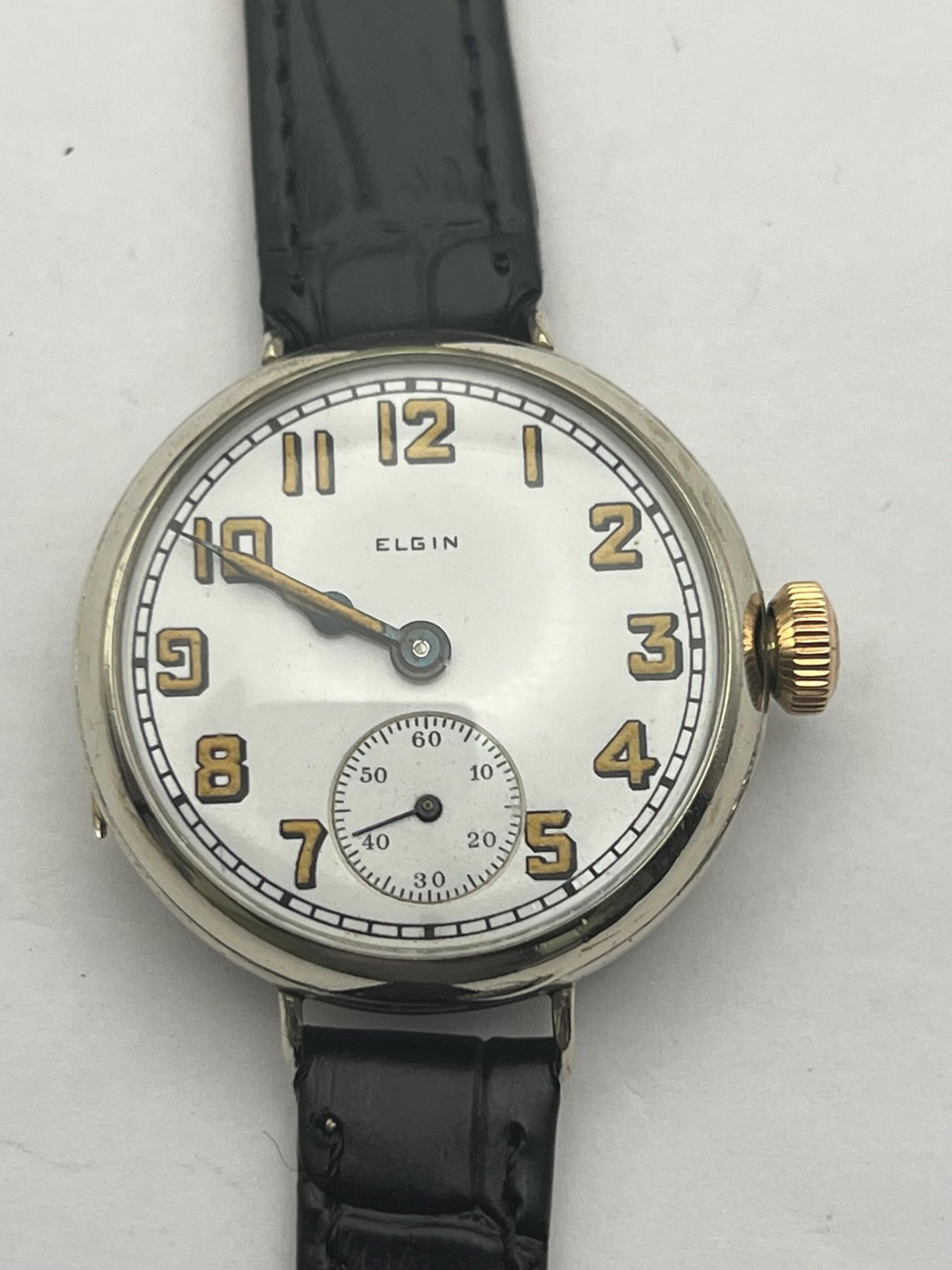 Elgin 1911 Trench / WW1 Watch, Stunning Luminous Shadow Box Military ...