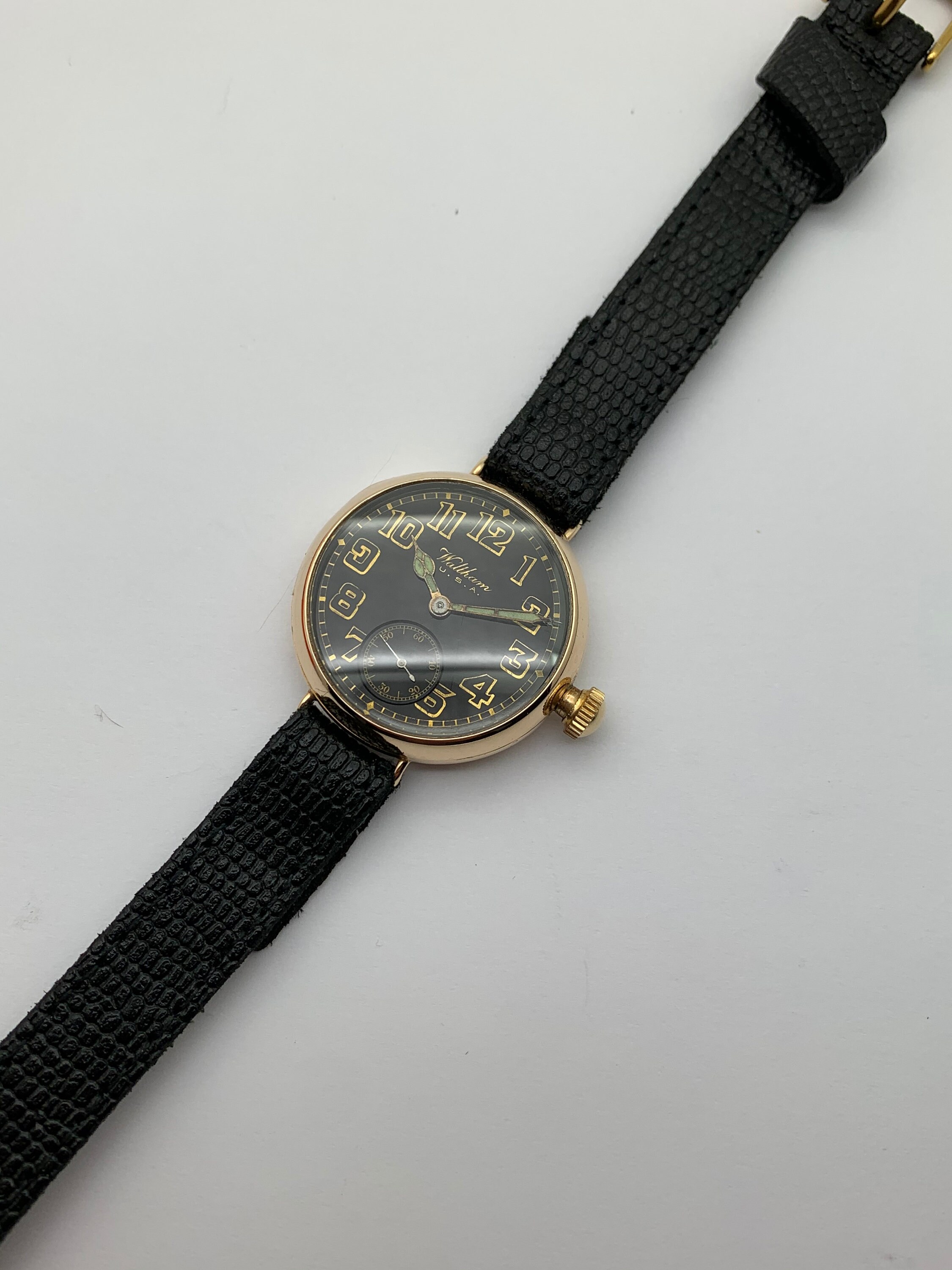 Waltham 1912 Trench Watch, AKA WW1 Watch, Solid 9 Karat Yellow Gold ...