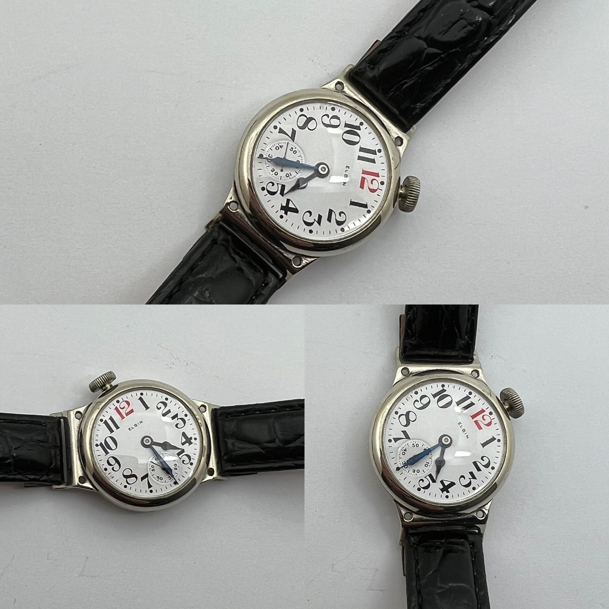 Elgin 1916 Offset Trench / WW1 watch with the coveted Red 12.