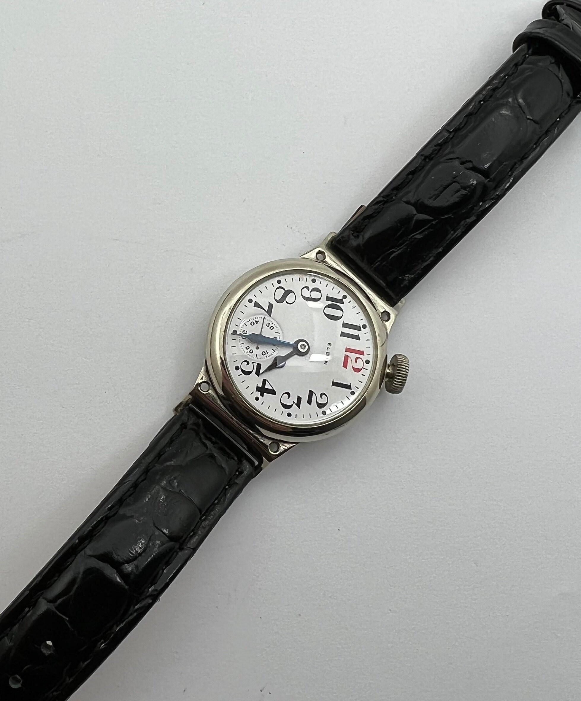 Elgin 1916 Offset Trench / WW1 watch with the coveted Red 12.